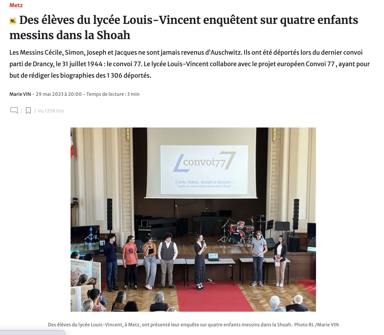 An original transdisciplinary project at Metz - Convoy 77